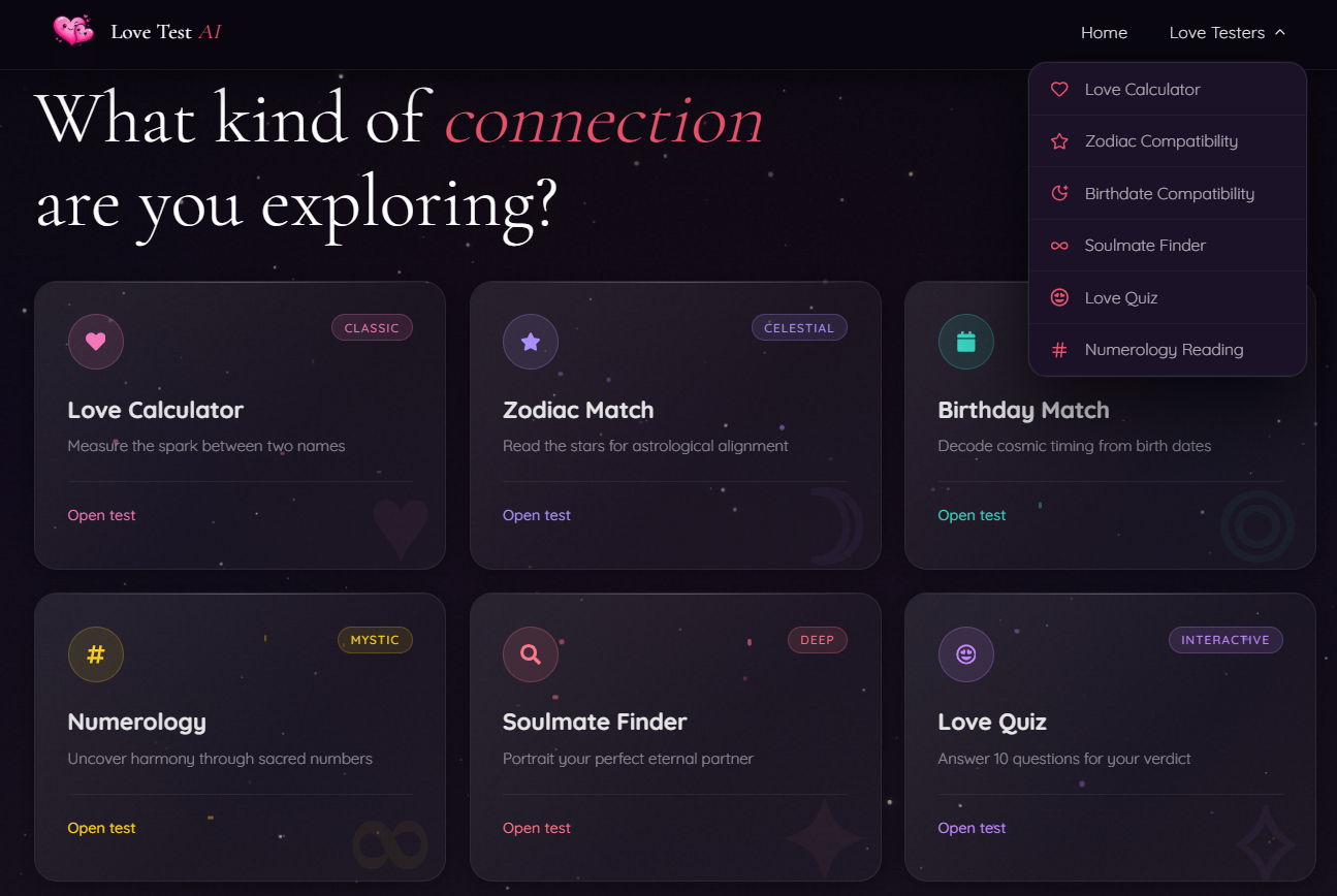 LoveTestAI: AI Love Calculator, Compatibility Tests & Love Letter, Poem ...